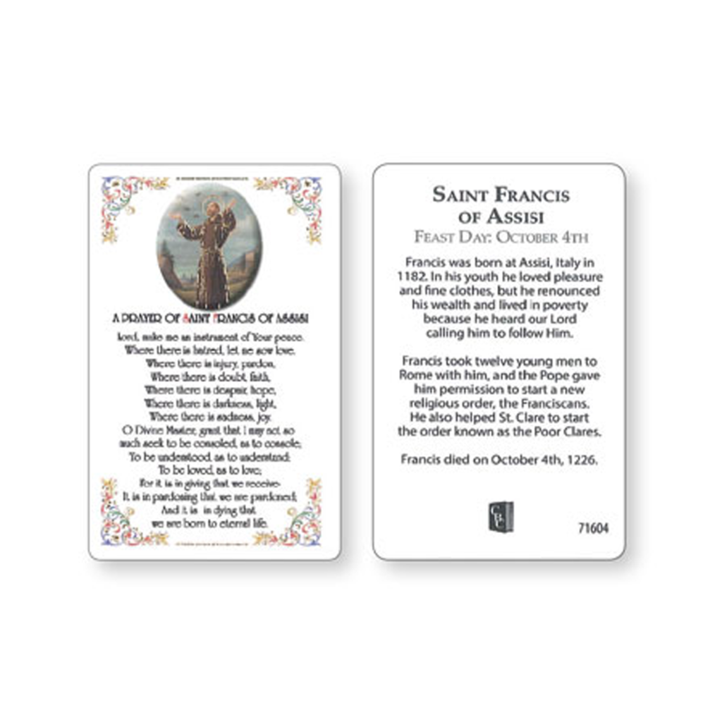 Saint Francis of Assisi Prayer Card – EWTN Shop – The Global Catholic ...